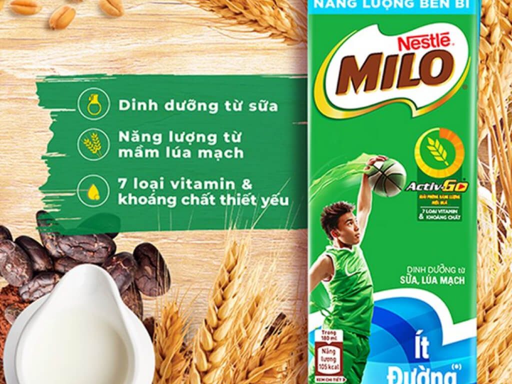 Sữa Milo Ít Đường - Lốc 4 x 180ml – Siba Food Hà Nội