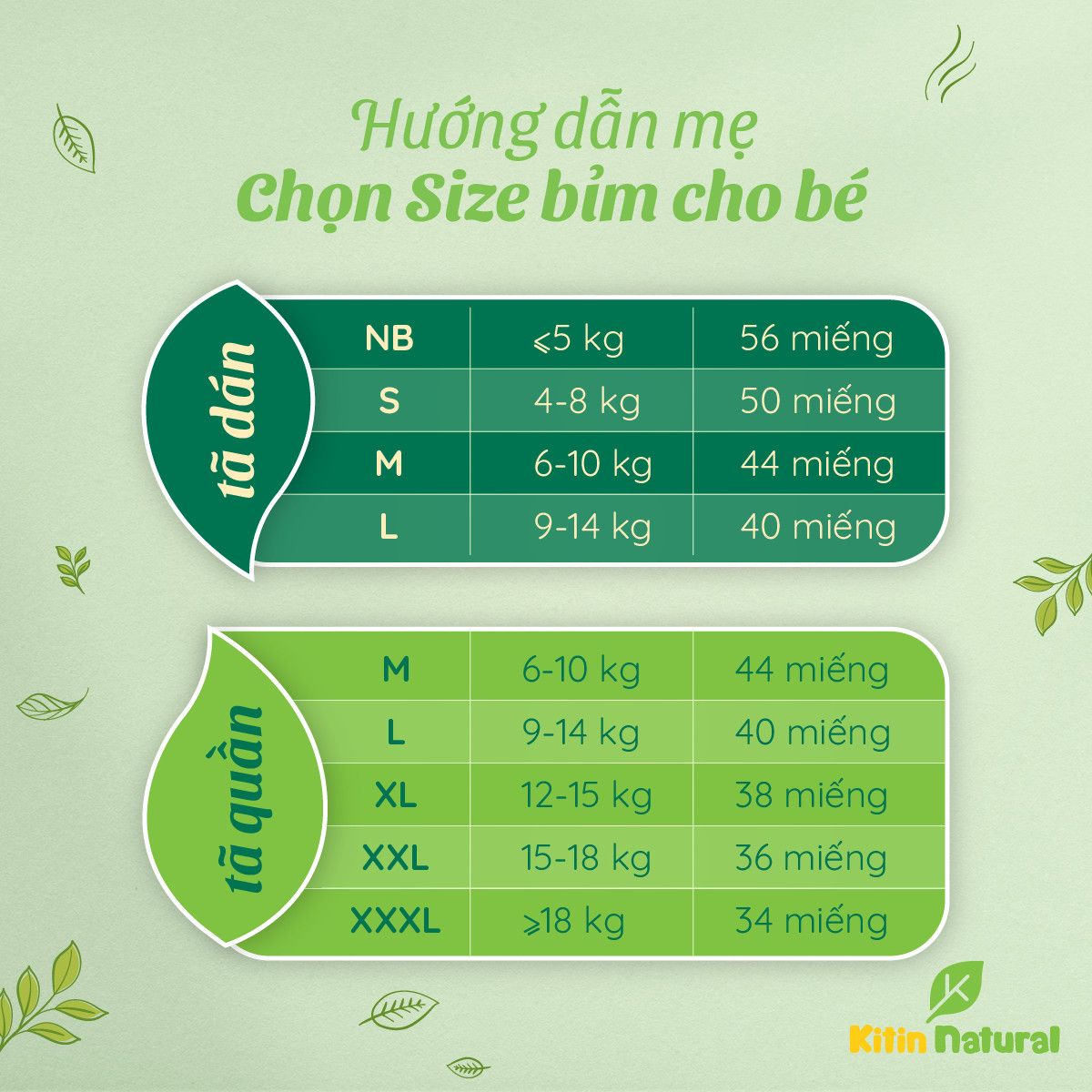 Kitin Natural tã dán size M – Tã bỉm Kitin Natural