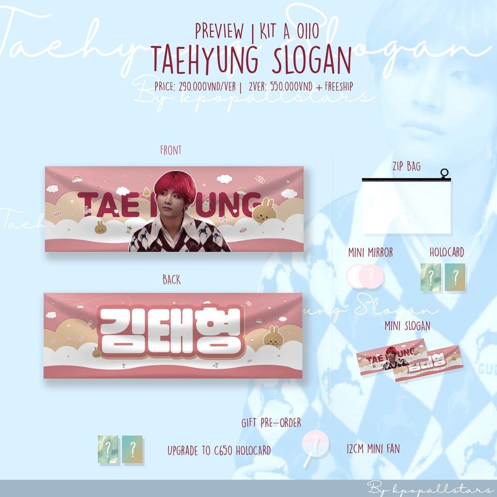 Set Sản phẩm Merch BTS Slogan Vải Master TAEHYUNG V BTS 0110 by KAS ...