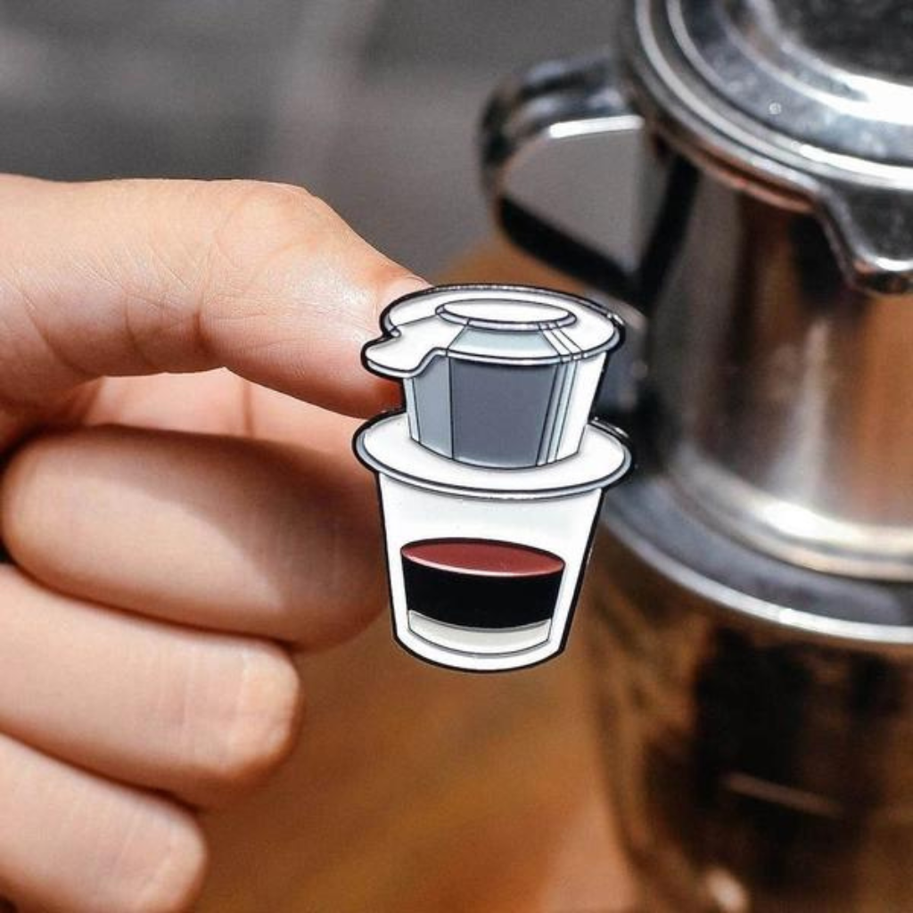 Tired City Enamel Pin - Coffee | Vietnamese Souvenirs | Lokal.vn