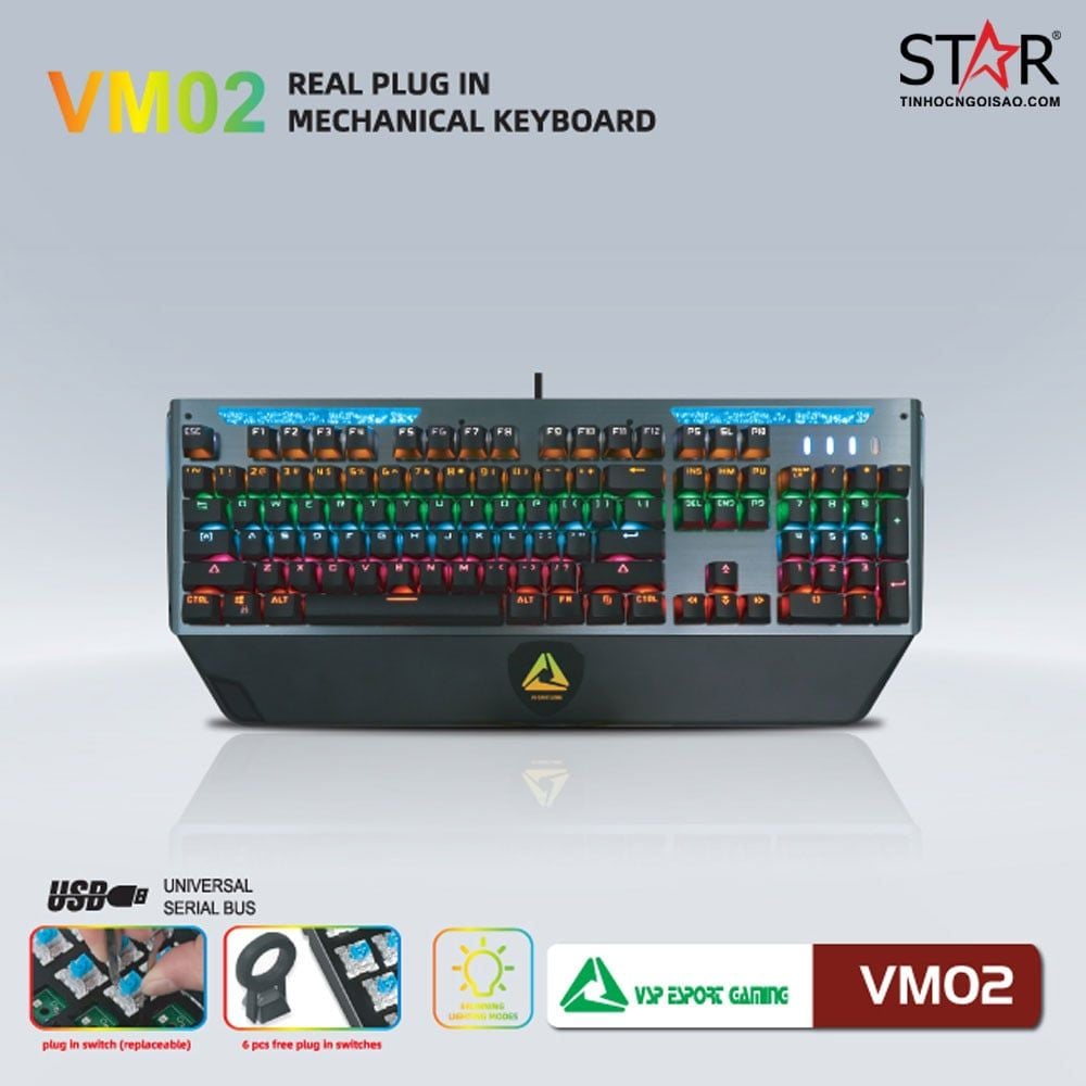 Bàn Phím Cơ VSP ESport Gaming VM02 (Đen) – TINHOCNGOISAO.COM