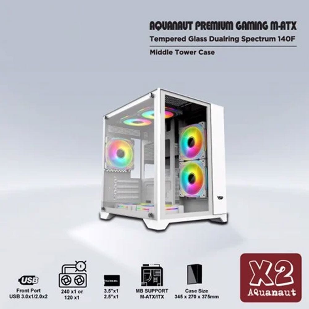 Thùng máy case Aquanaut Pro Gaming X2 (Trắng) – TINHOCNGOISAO.COM