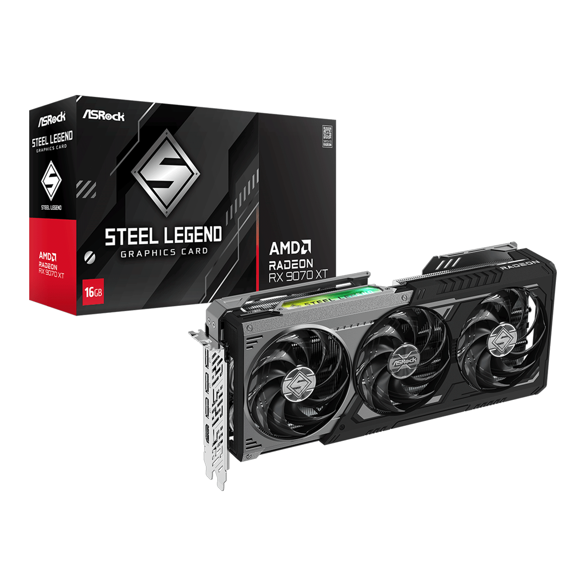 Card màn hình VGA ASRock AMD Radeon™ RX 9070 XT Steel Legend Dark 16GB ...