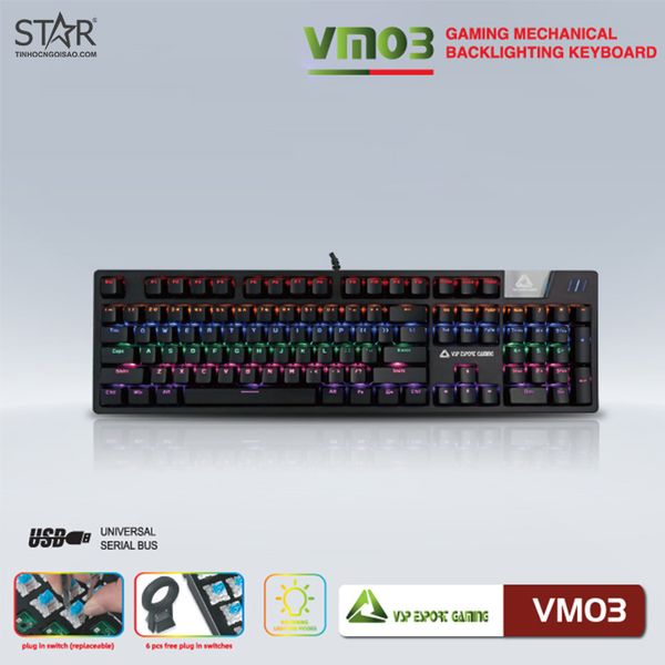 Bàn Phím Cơ VSP ESport Gaming VM03 (Đen) – TINHOCNGOISAO.COM