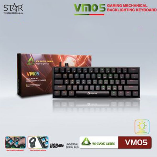 Bàn Phím Cơ VSP ESport Gaming VM05 Black, Blue Switch – TINHOCNGOISAO.COM