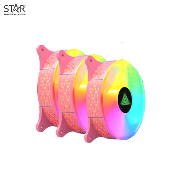Bộ Kit 3 Fan VSP V400C LED RGB Hồng (01 Hộp có 3 Fan/Hub/Remote ...