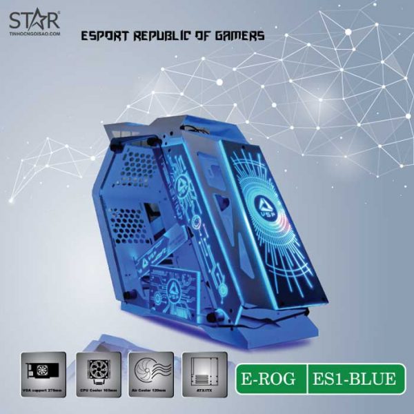 Thùng máy Case VSP ESPORT ROG ES1 Gaming (No Fan) (Xanh Dương) – TINHOCNGOISAO.COM