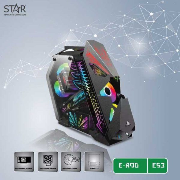 Thùng máy Case VSP ESPORT ROG ES3 Gaming (Tặng 5 Fan LED) (Đen) – TINHOCNGOISAO.COM