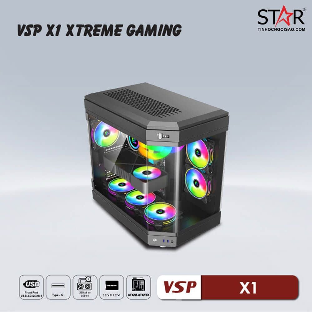 Case VSP X1 Extreme Gaming Đen – TINHOCNGOISAO.COM