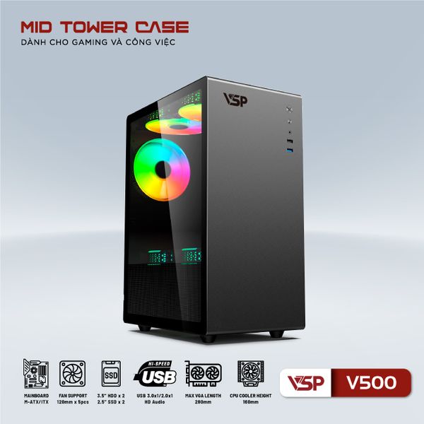 Thùng máy Case VSP V500 - Đen – TINHOCNGOISAO.COM