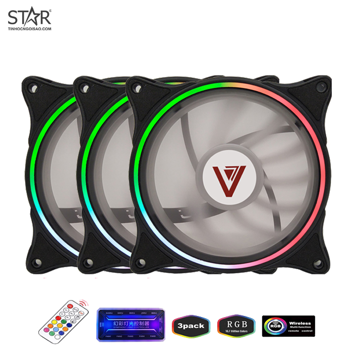 Fan Case VSP V206B RGB 12cm Pack 3 Fan (Hub + Remote) – TINHOCNGOISAO.COM