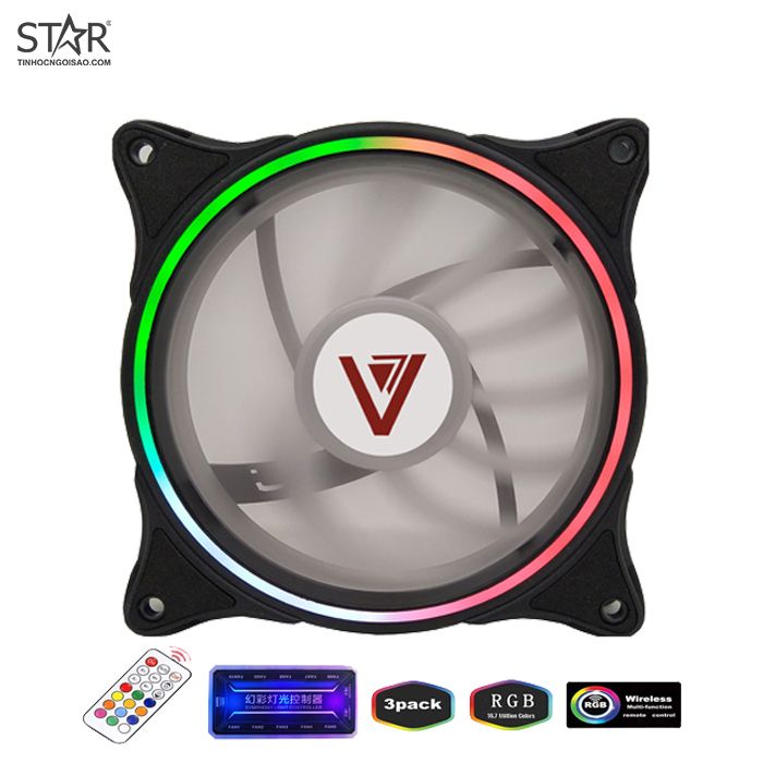 Fan Case VSP V206B RGB 12cm Pack 3 Fan (Hub + Remote) – TINHOCNGOISAO.COM