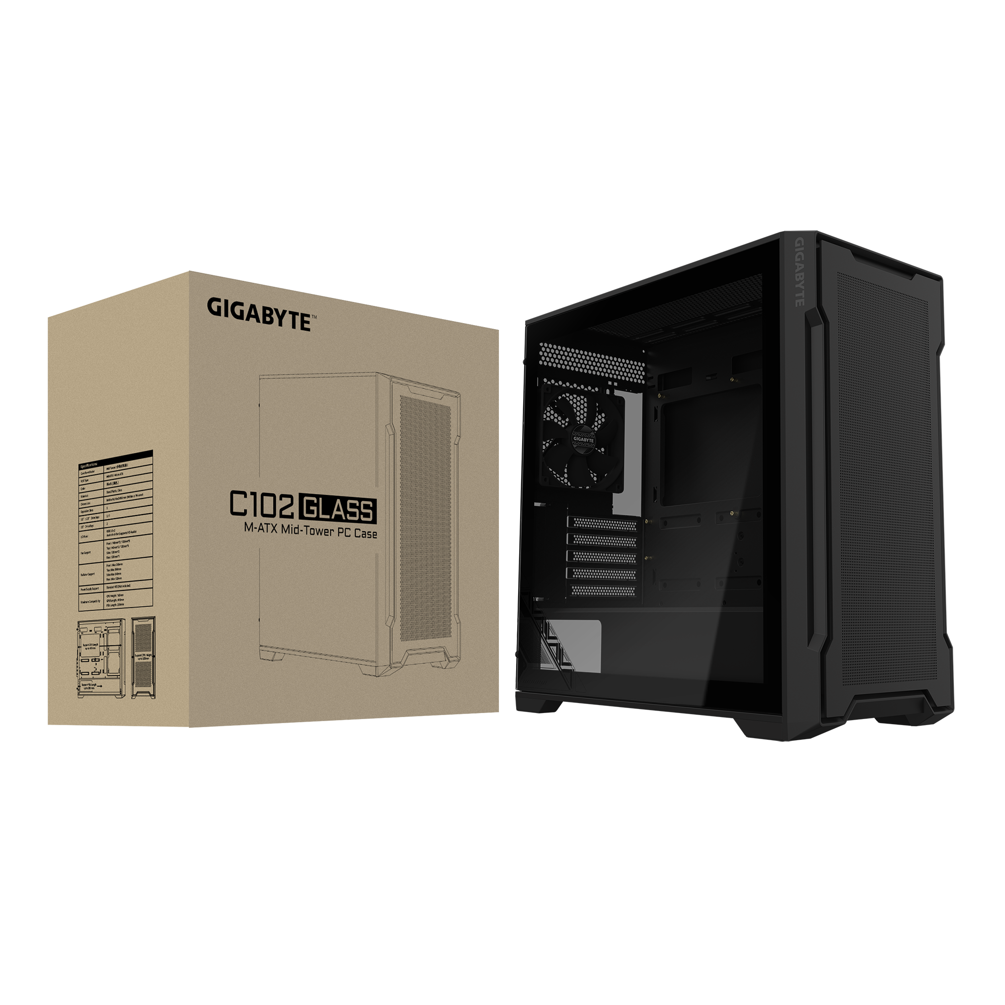 Thùng máy Case Gigabyte C102 Glass (GB-C102G) Black chính hãng giá tốt ...