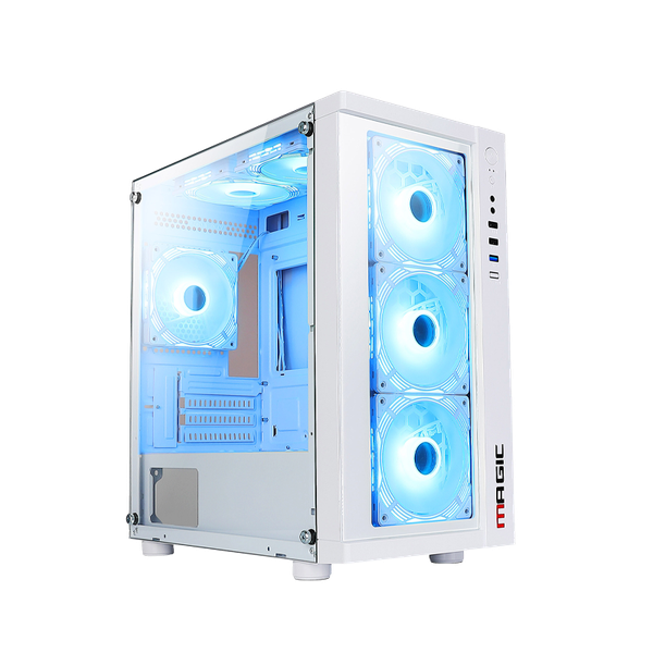 Thùng máy Case Magic GM-01 White | m-ATX, sẵn 4 fan RGB – TINHOCNGOISAO.COM