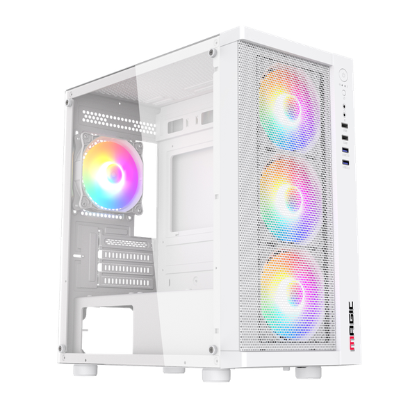 Thùng máy Case Magic GM-01 Mesh - Trắng | MATX, Sẵn 4 fan RGB ...