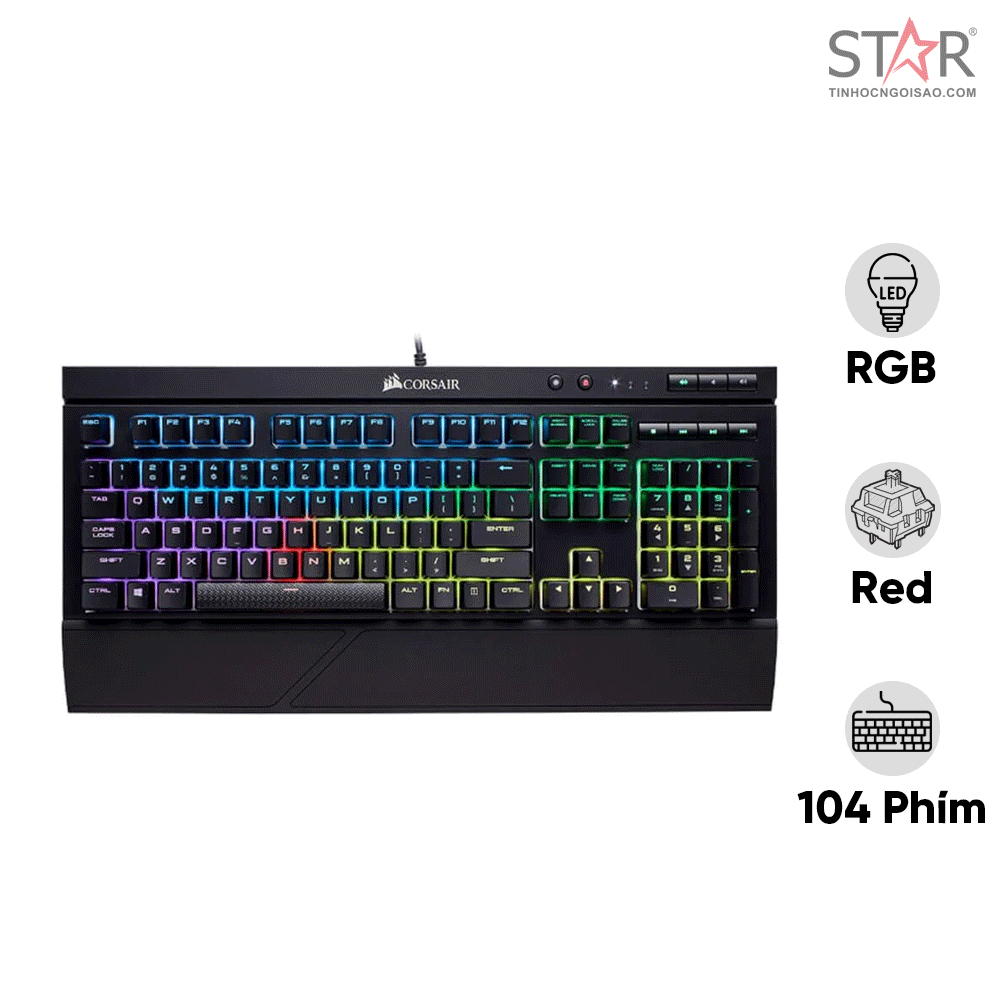 Bàn Phím Gaming Corsair K68 RGB MX Red (Đen) – TINHOCNGOISAO.COM
