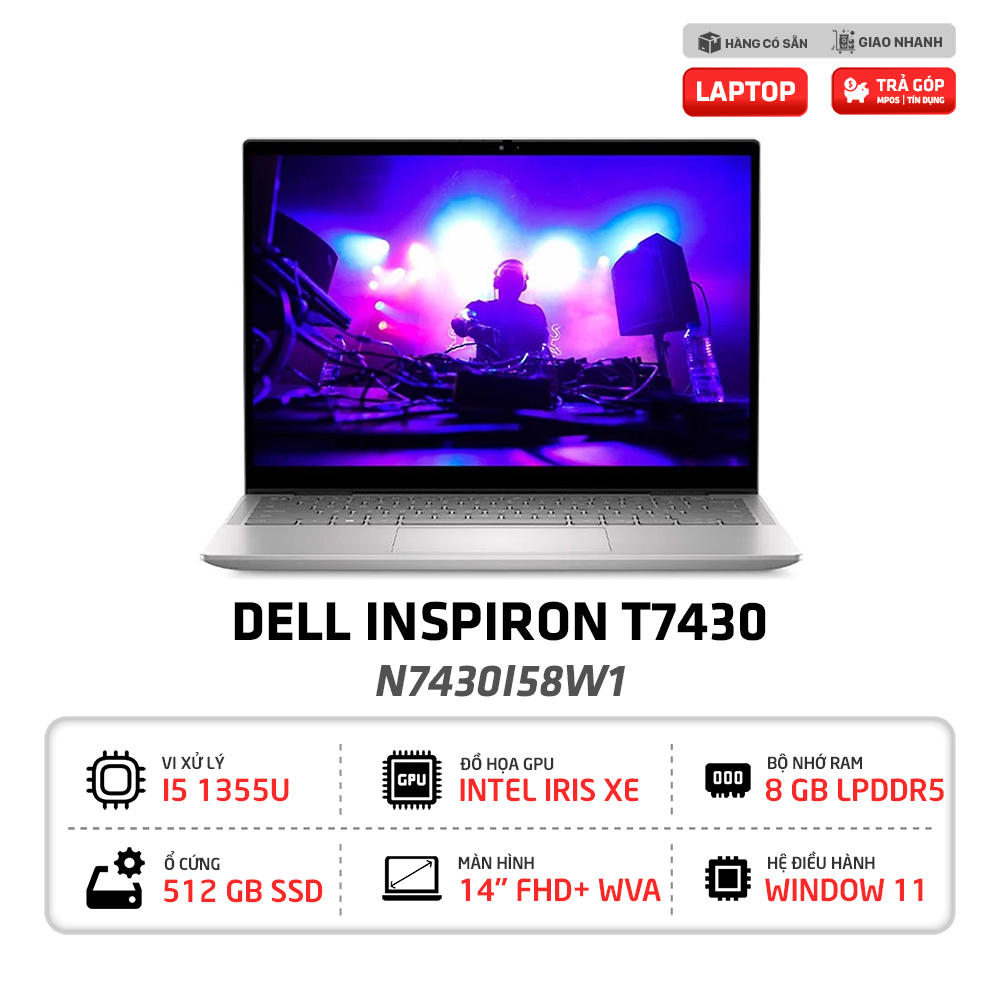 Laptop Dell Inspiron T7430 N7430I58W1 Silver | i5 - 1335U, 8GB DDR5 RA ...