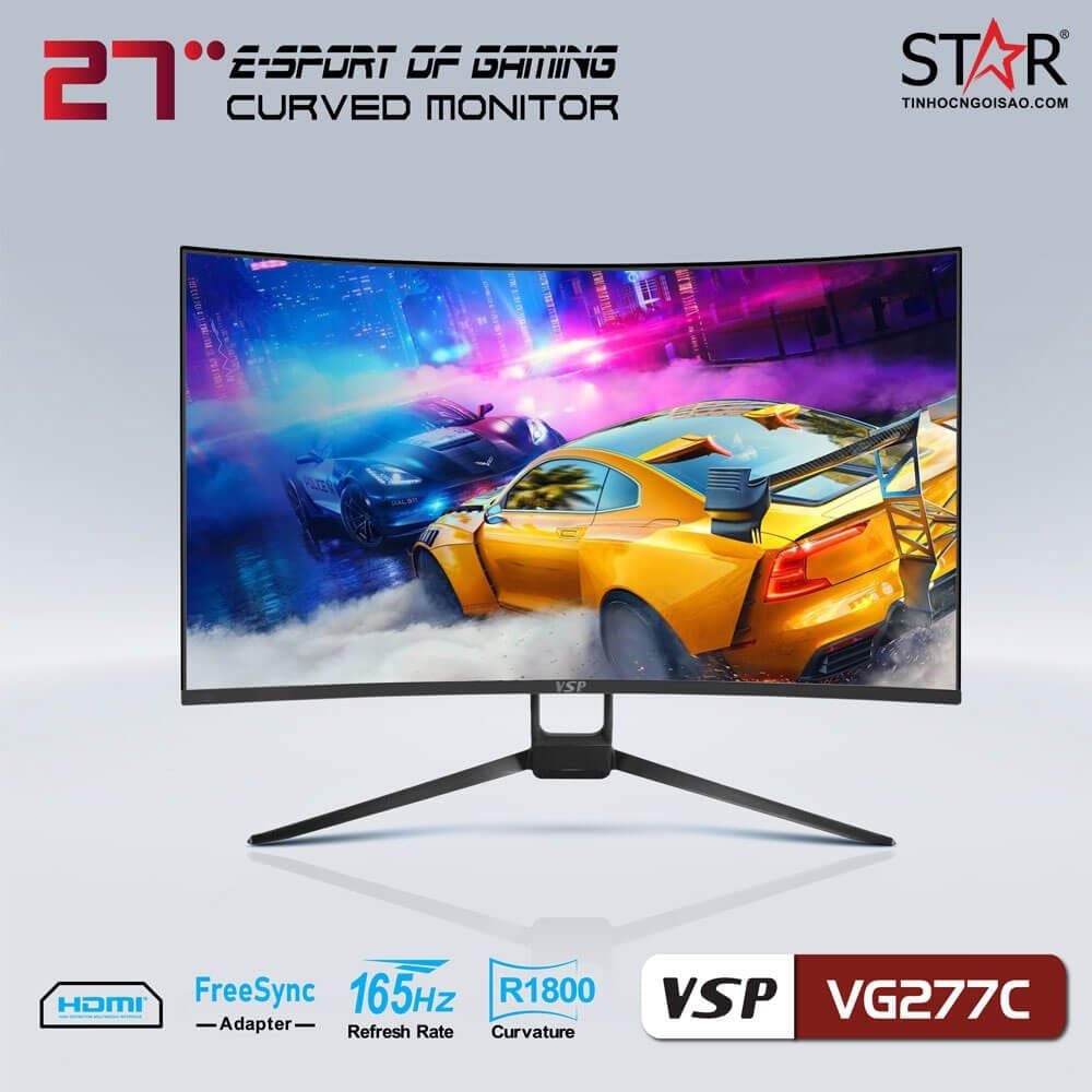 Màn Hình Gaming VSP VG277C (27"/FHD/VA/165Hz/1ms/300nits/HDMI + DP / C ...