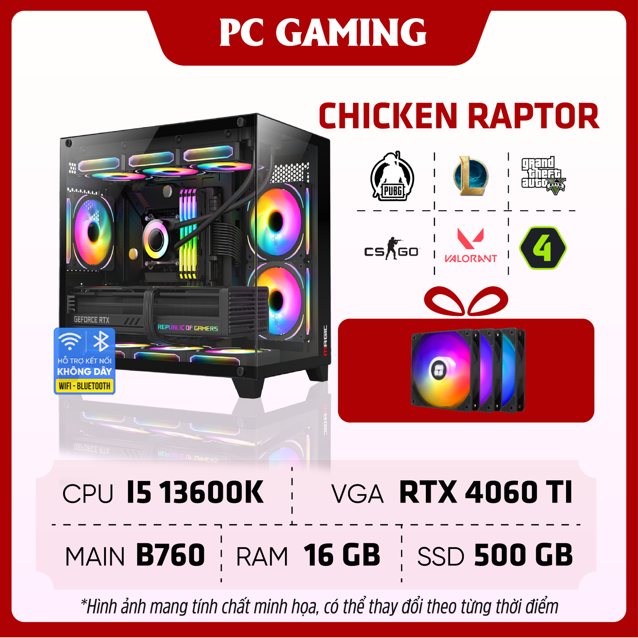 Cấu hình Gaming STAR CHICKEN RAPTOR | RTX 4060TI, Intel – TINHOCNGOISAO.COM