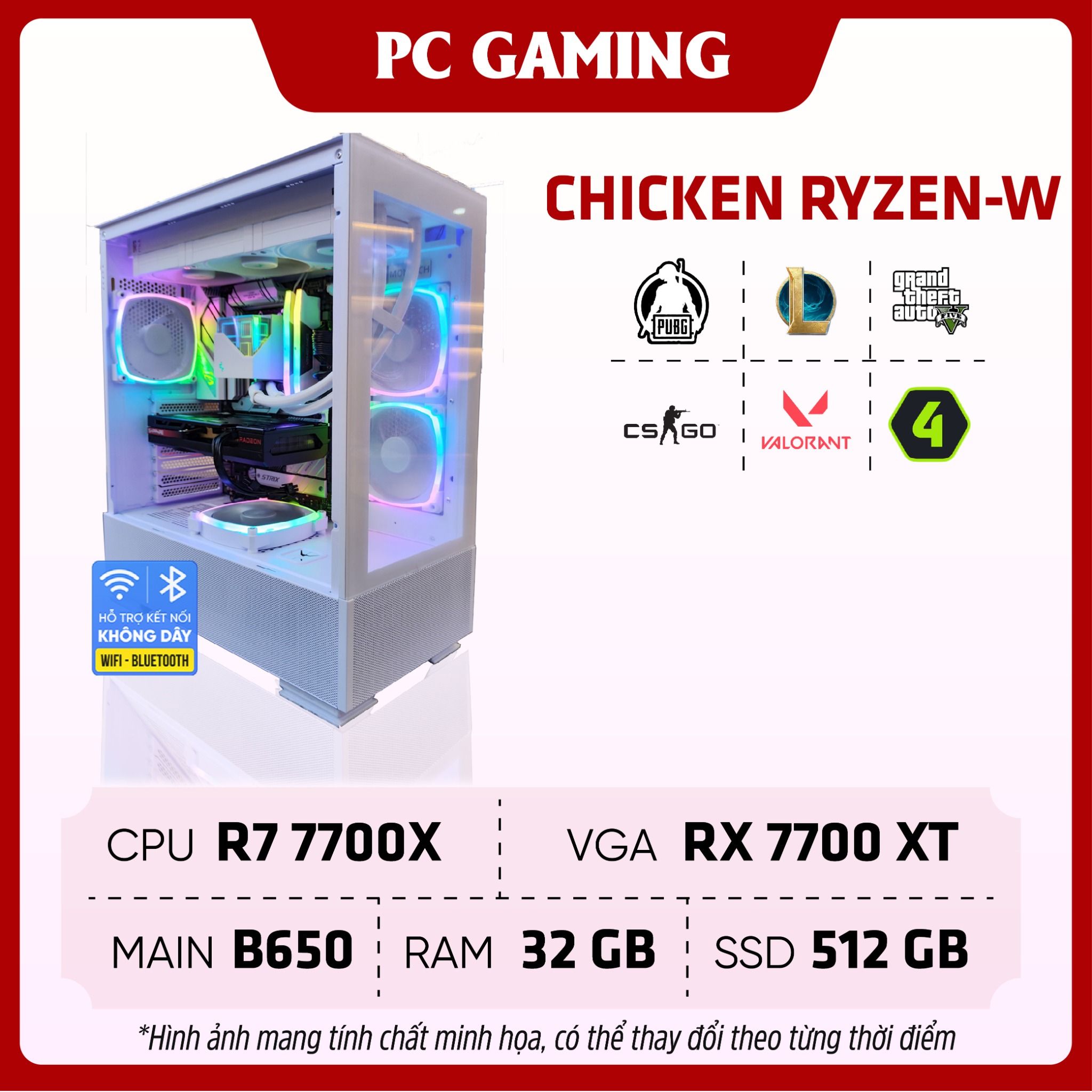 PC Gaming STAR CHICKEN RYZEN WHITE | RX 7600, AMD – TINHOCNGOISAO.COM