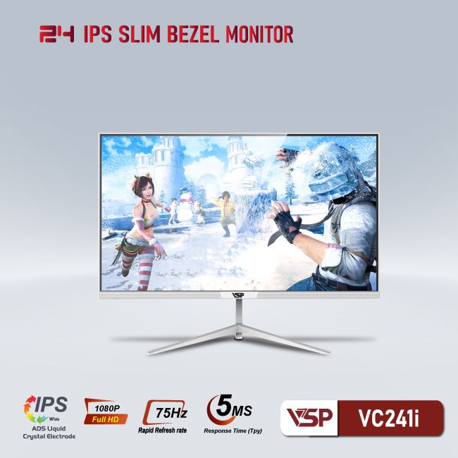 Màn hình VSP VC241i | 23.8 inch, Full HD, IPS, 75Hz, 5ms, phẳng, trắng ...