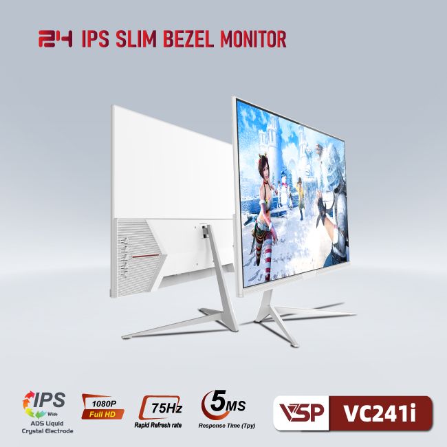 Màn hình VSP VC241i | 23.8 inch, Full HD, IPS, 75Hz, 5ms, phẳng, trắng – TINHOCNGOISAO.COM