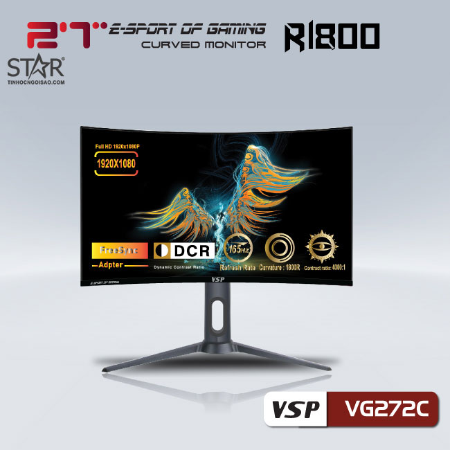 Màn Hình Gaming VSP VG272C (27", FHD, VA, 165Hz, 12ms, 300nits, HDMI+D ...