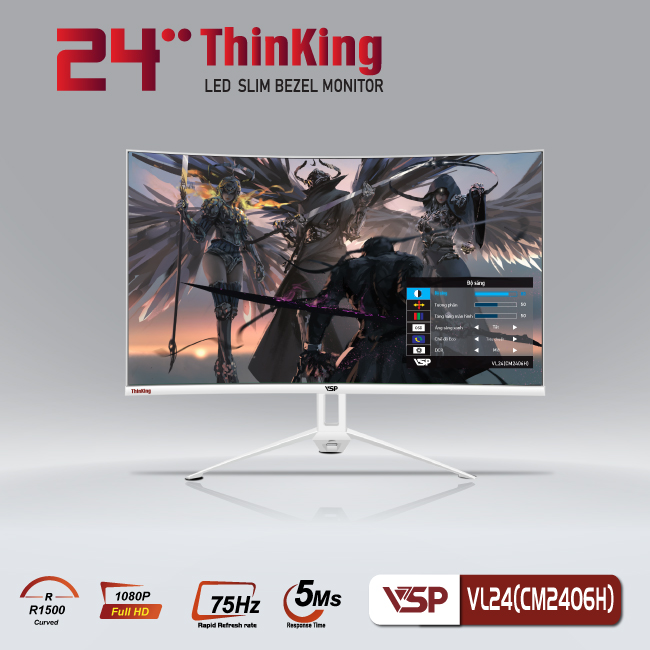 Màn hình VSP VL24 CM2406H White | 24 inch, Full HD, VA, Cong ...