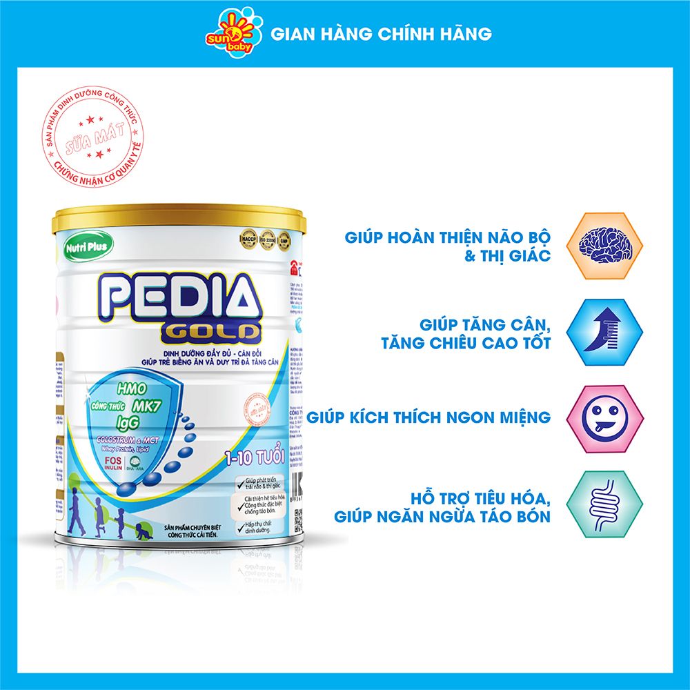 Sữa bột dinh dưỡng PEDIA GOLD giúp bé ăn ngon, ngủ ngon, phát triển nã ...
