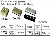 792977 - CABIN SURFACE PLASTIC 2 FLAT PIN TY RECEPTACLE, 125V 15A, DOU ...