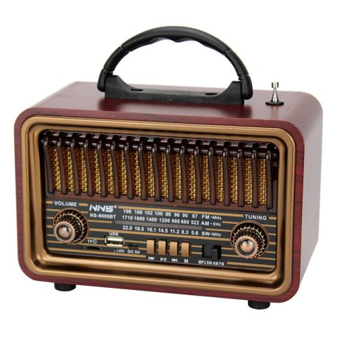 Đài Radio cổ điển chất liệu gỗ, sóng khỏe, đầy đủ chức năng NNS 8091BT ...