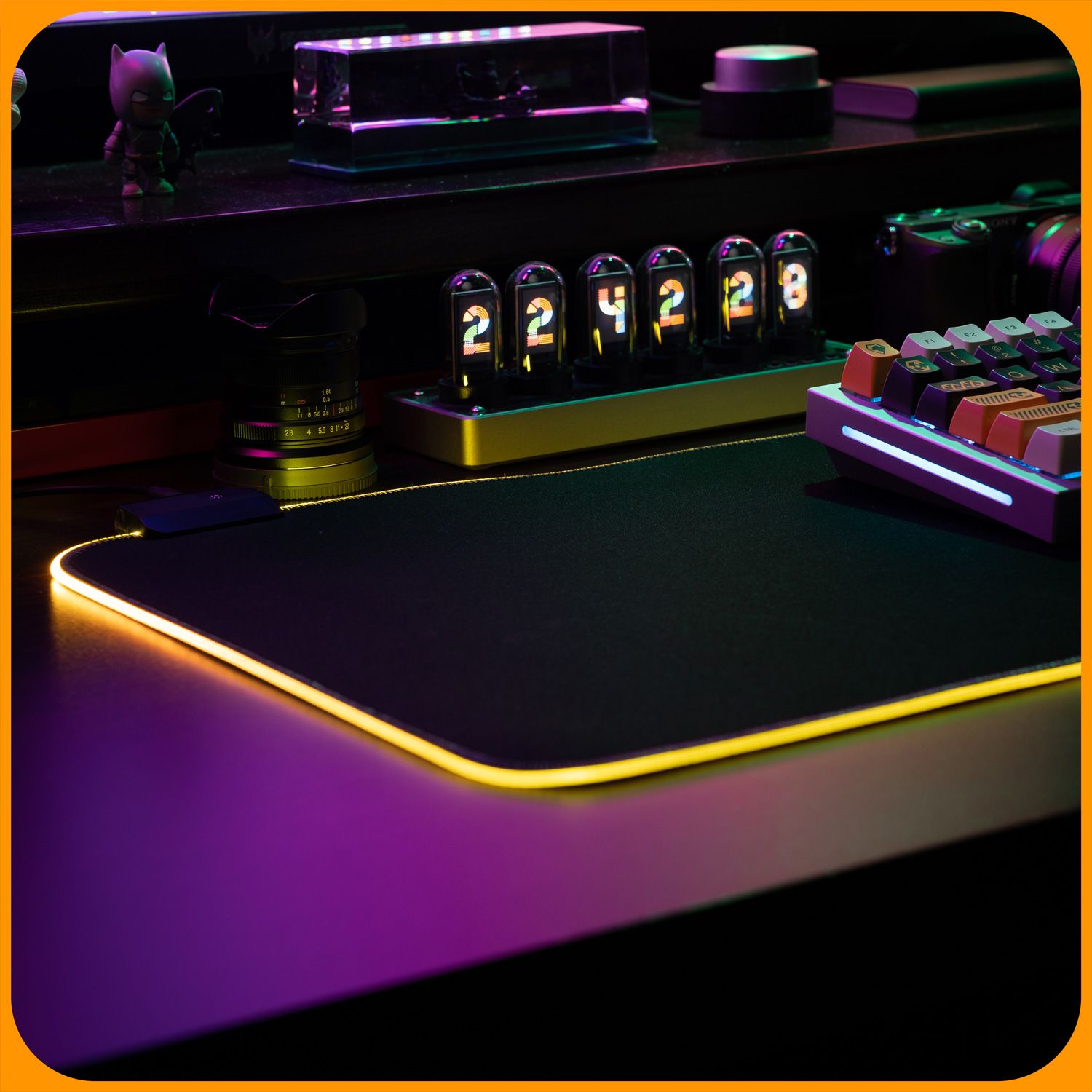 Lót chuột RGB Led, Miếng lót chuột cỡ lớn Deskpad viền sáng nhiều chế – Gearhack