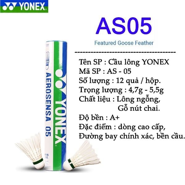 Cầu lông YONEX AS05 chính Hãng, giảm giá 30% – hapica