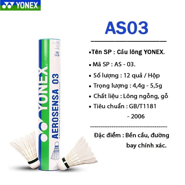 Cầu Lông, Quả Cầu Lông YONEX AS - 03 Chính Hãng, Giảm 30% – hapica