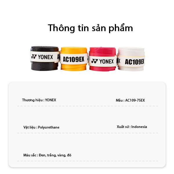 Quấn Cán Vợt Cầu Lông YONEX AC109-75EX Chính Hãng, Êm, Bám Dính Tốt ...