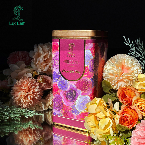 Spring Song - Trà OoLong Hoa Hồng - Hộp Thiếc Vuông Cao – Lục Lam