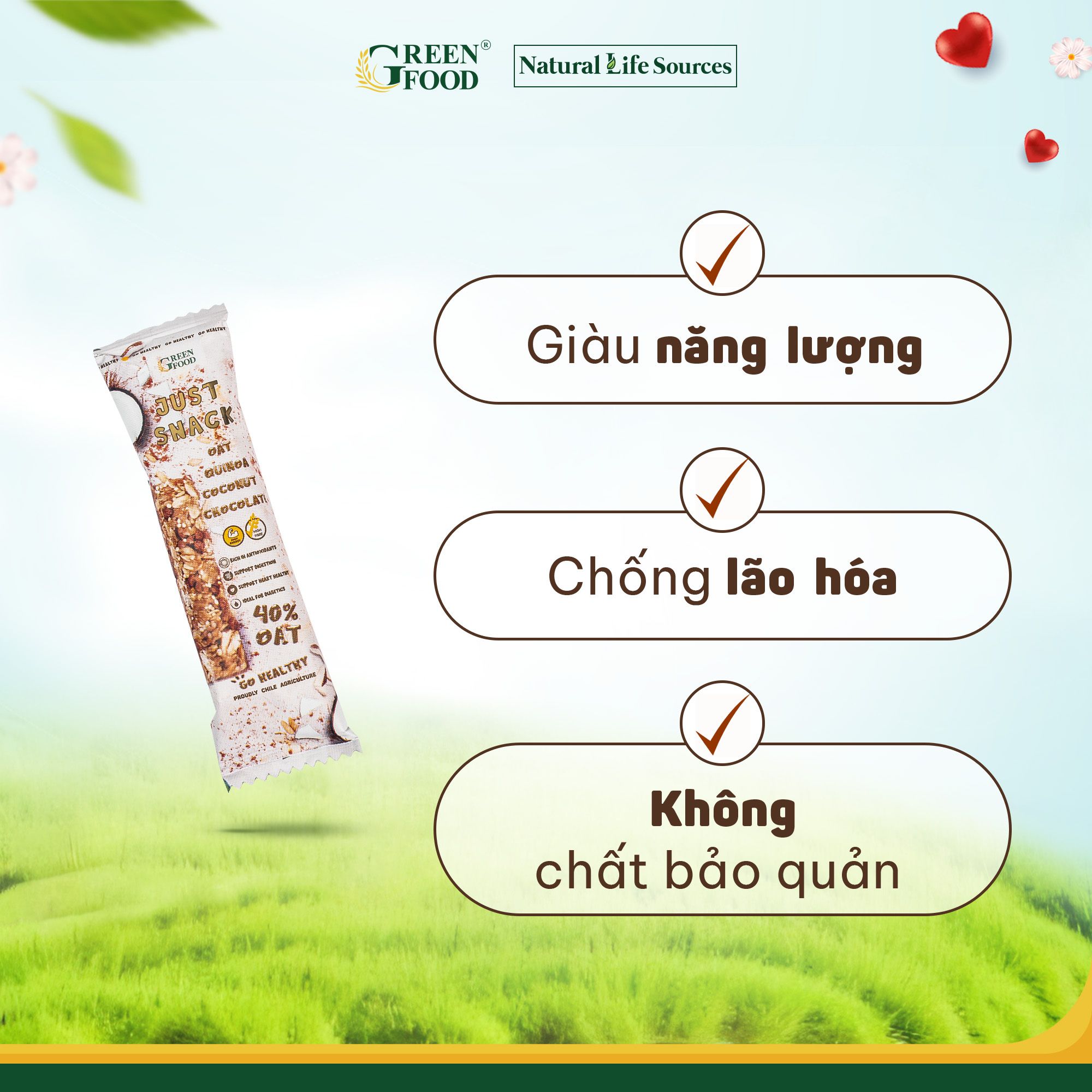 Hộp vị dừa - Thanh ngũ cốc yến mạch Just Snack – Green Food