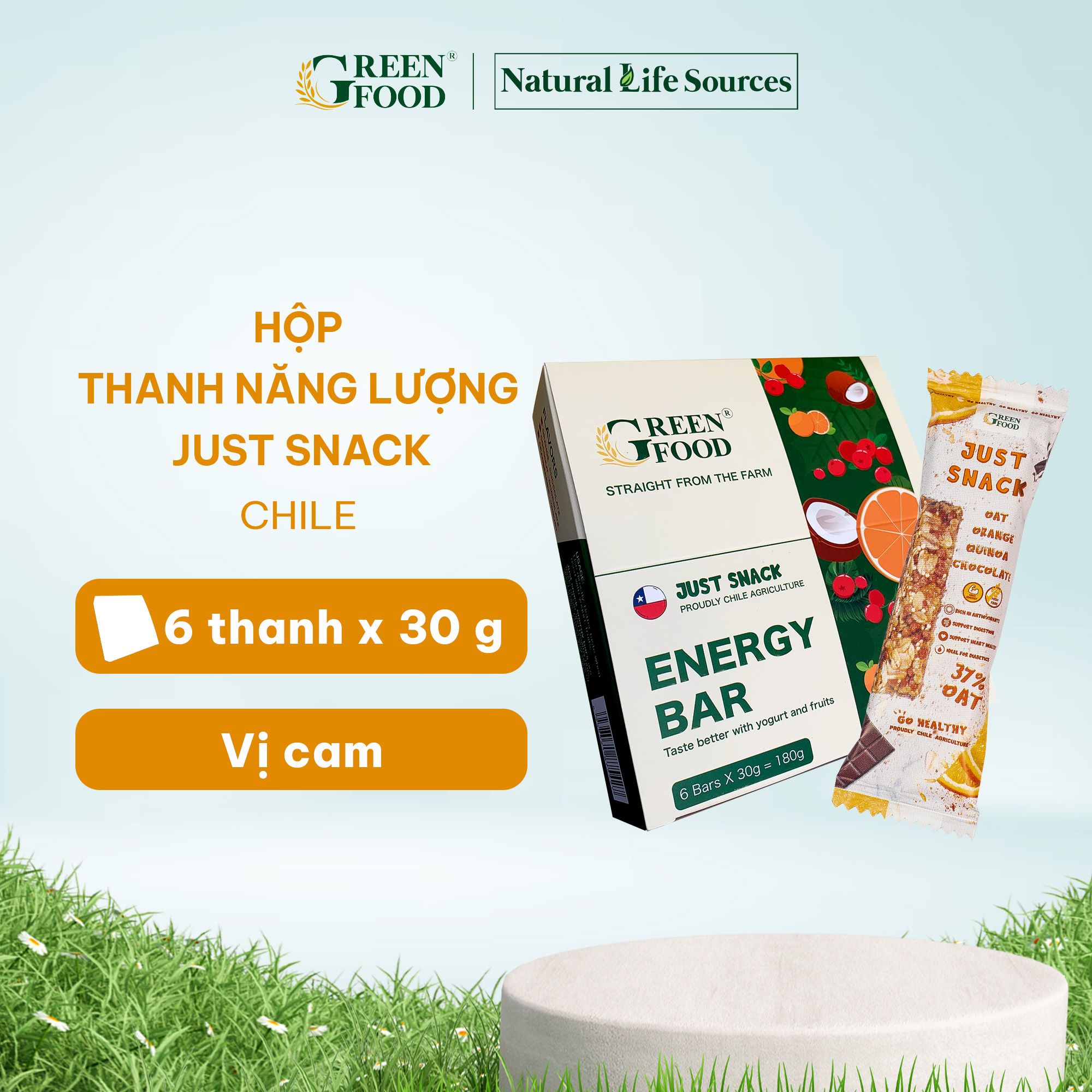 Hộp vị cam - Thanh ngũ cốc yến mạch Just Snack – Green Food