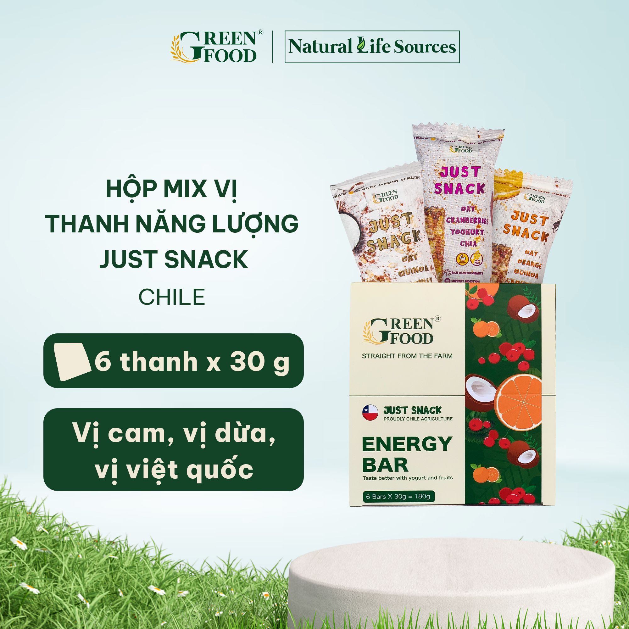 Thanh ngũ cốc yến mạch Just Snack - Hộp mix vị – Green Food