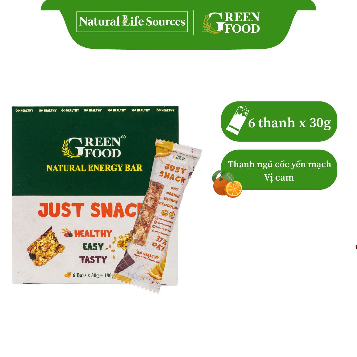 Hộp vị cam - Thanh ngũ cốc yến mạch Just Snack – Green Food