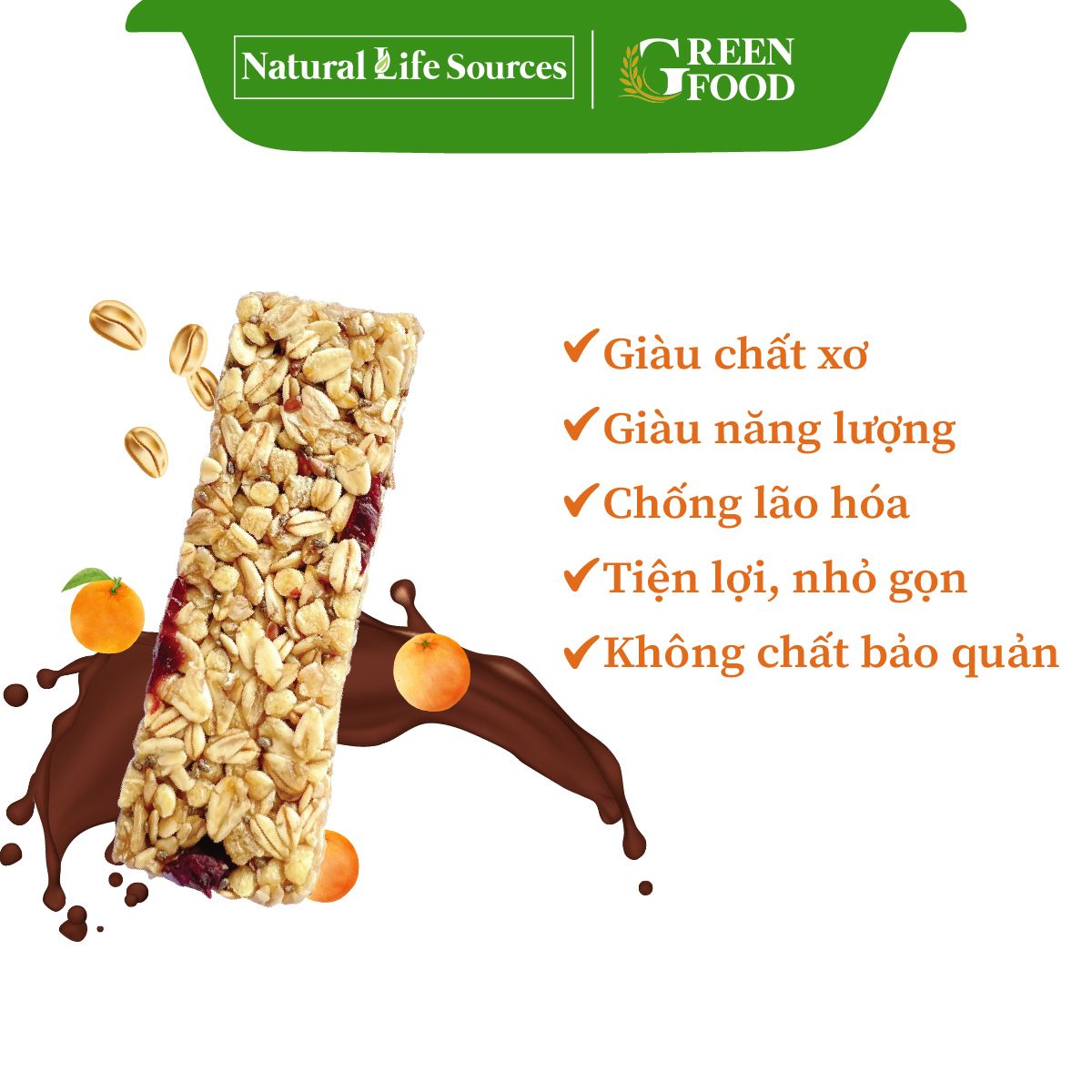 Hộp vị cam - Thanh ngũ cốc yến mạch Just Snack – Green Food