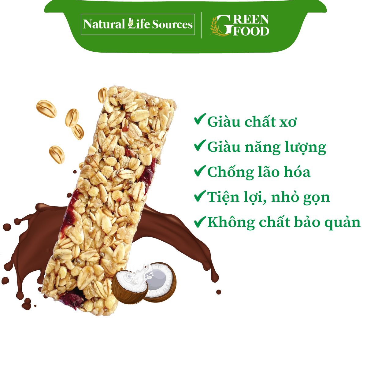 Thanh Ngũ Cốc Yến Mạch Just Snack - vị dừa – Green Food