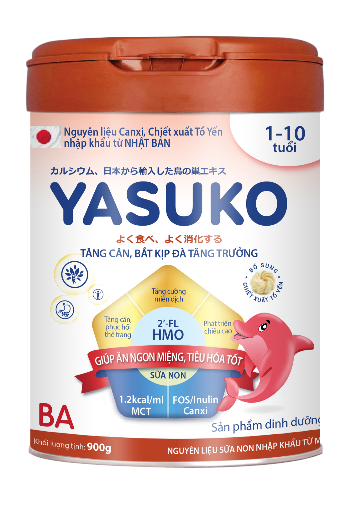 Sữa Yasuko - Canxi, GOS, Chiết xuất Tổ Yến nhập khẩu từ Nhật Bản