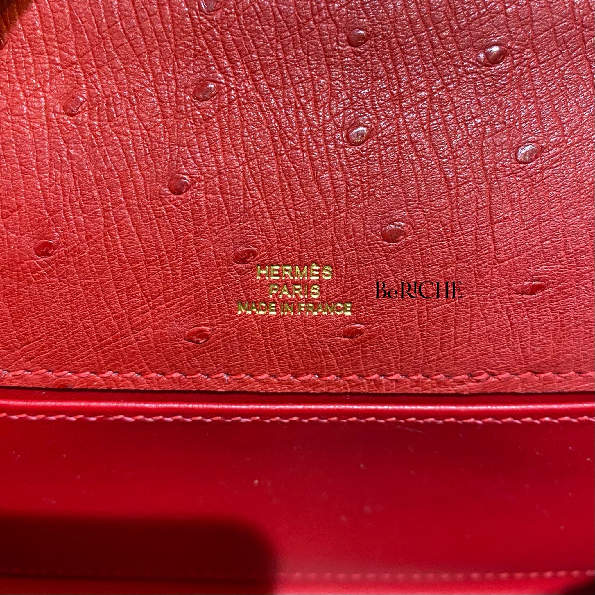 Kelly Pochette KP22 Ostrich Rouge Vif GHW – BeRiche