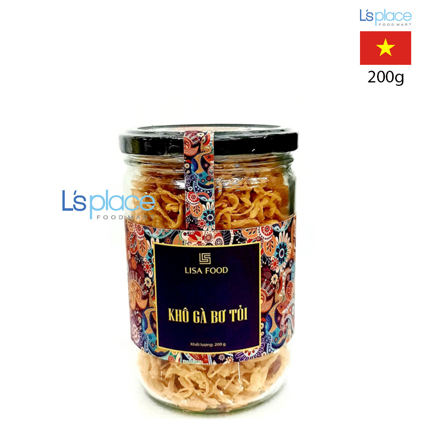 Lisa Food Khô gà bơ tỏi hũ thủy tinh – L's Place Foodmart
