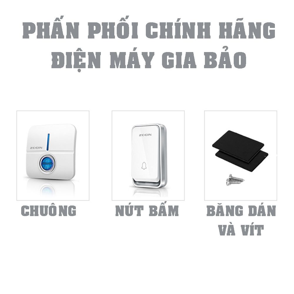 Chuông cửa không dây nút ấn không dùng pin ZOGIN khoảng cách 150m ...