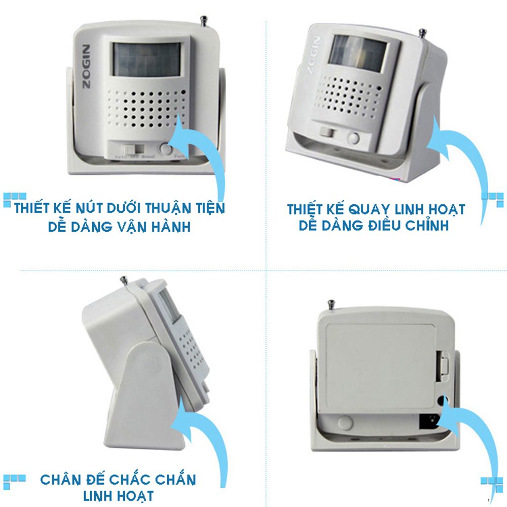 Chuông báo khách kiêm chống trộm hồng ngoại cao cấp ZOGIN khoảng cách ...