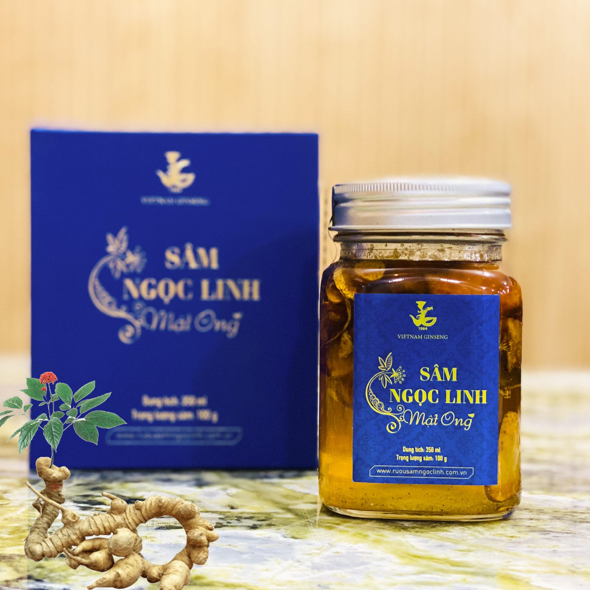 Sâm Ngọc Linh ngâm mật ong (xắt miếng), 350ml – LangBiang Agri