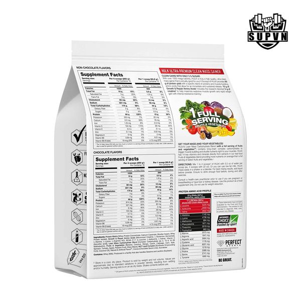 Hulk Clean Mass Gainer | Tăng Cân Siêu Tinh Sạch – SUPVN