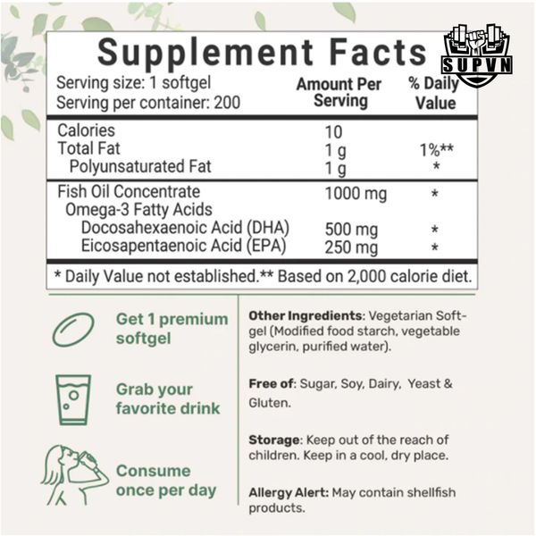 Micro Ingredients DHA 500 / EPA 250 ( 200 Viên ) – SUPVN